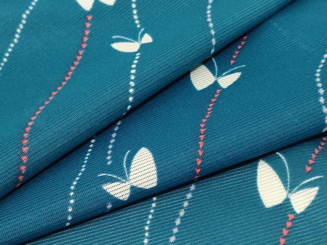 平和屋着物＊夏物　小紋　絽　舞蝶文　洗える着物　AABC6998jd