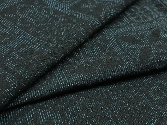 平和屋着物▽上質な紬　単衣　草花文　正絹　逸品　AABC7484jh