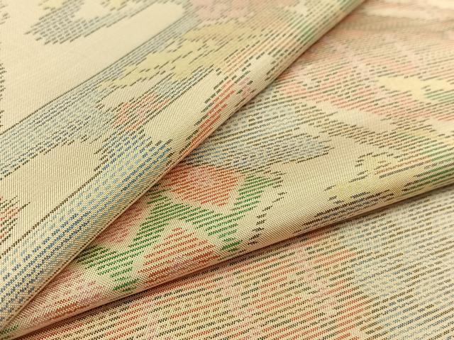 平和屋着物▽本場大島紬　単衣　風景吉祥花文　正絹　逸品　AABC7495jh