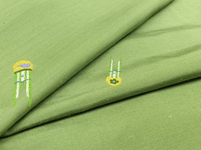 平和屋着物▽上質な紬　単衣　簪　正絹　逸品　AABC7513jh