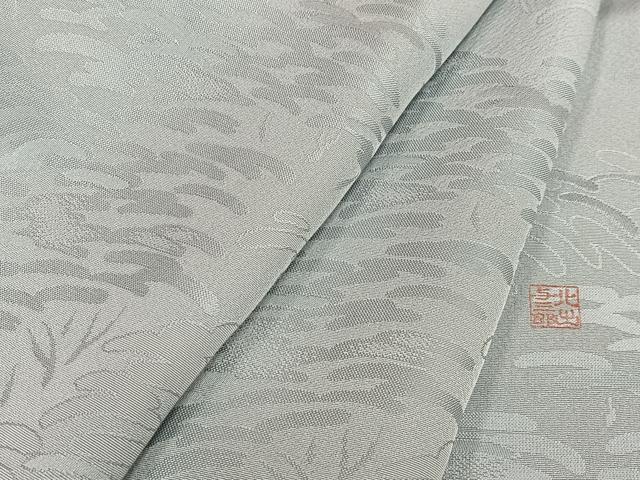 平和屋着物●皇室献上作家　北出与三郎　無地絵羽訪問着　樹林地紋　灰青色　正絹　逸品　未使用　AABC7684oa