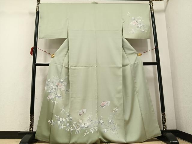 平和屋着物●訪問着　友禅　地紙枝花文　暈し染め　正絹　逸品　AABC8029ph