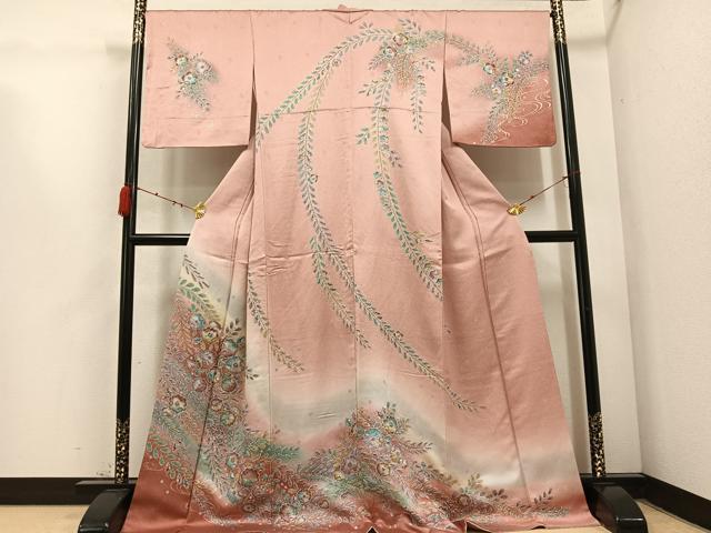平和屋着物●訪問着　辻が花　金彩　ロング丈　正絹　逸品　AABC8050ph