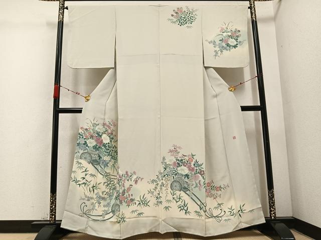 平和屋着物●訪問着　作家物　花車文　暈し染め　正絹　逸品　AABC8052ph