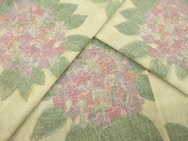 平和屋着物●本場結城紬　重要無形文化財　100亀甲　紫陽花　モロ入り　正絹　逸品　未使用　AABC8082ck