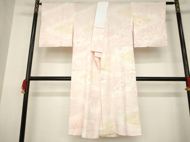 平和屋着物●長襦袢　無双仕立て　舞桜地紋　暈し染め　広衿仕立て　正絹　逸品　AABC8083ck