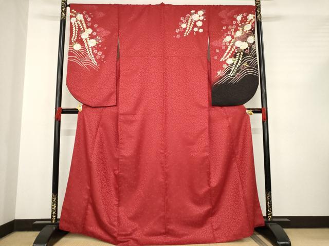 平和屋着物●小振袖　二尺袖　辻が花　舞花文　洗える着物　AABC8093ck