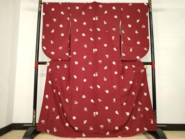 平和屋着物●小振袖　二尺袖　玩具文　洗える着物　AABC8094ck