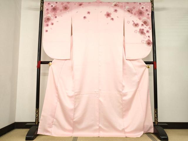 平和屋着物●小振袖　二尺袖　舞桜文　ロング丈　洗える着物　AABC8095ck