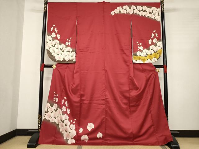 平和屋着物●小振袖　二尺袖　胡蝶蘭　暈し染め　金彩　洗える着物　AABC8096ck