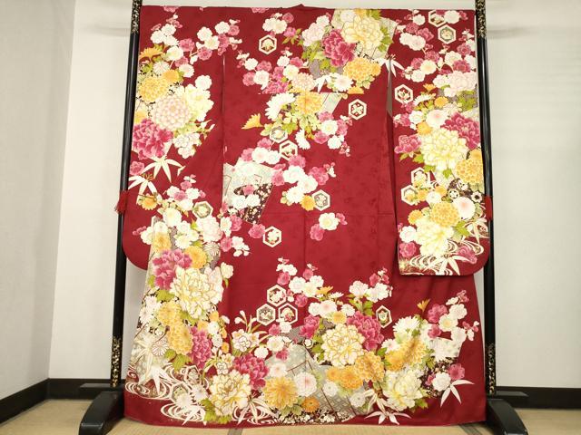 平和屋着物●豪華振袖　刺繍　吉祥花文　正絹　逸品　AABC8101ck