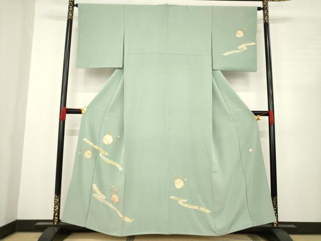 平和屋着物●訪問着　作家物　佐賀錦　駒刺繍　鈴　蔓帯　金糸　正絹　逸品　AABC8113ck