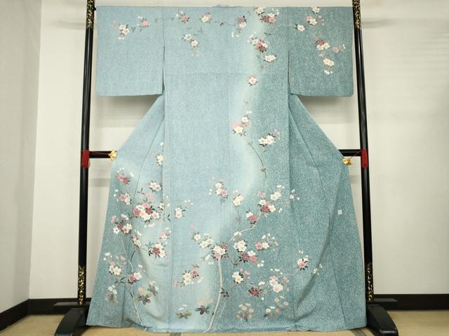 平和屋着物●訪問着　友禅　作家物　枝花文　正絹　逸品　AABC8146ck