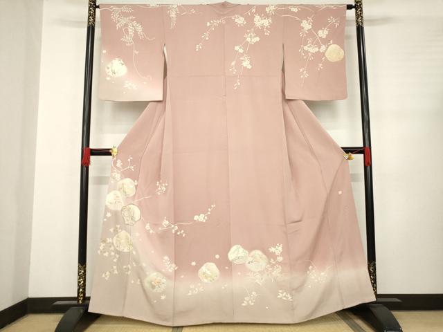 平和屋着物●訪問着　作家物　枝花文　暈し染め　正絹　逸品　AABC8148ck