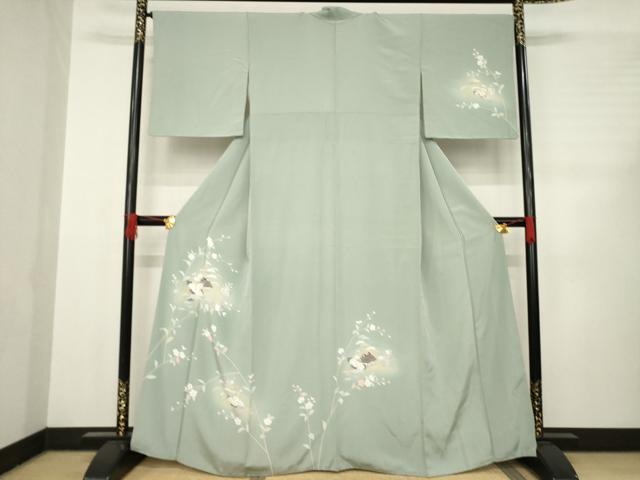 平和屋着物●訪問着　友禅　風景花文　正絹　逸品　AABC8154ck