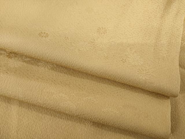 平和屋着物●上質な色無地　吉祥花地紋　薄香色　正絹　逸品　AABC8645ck