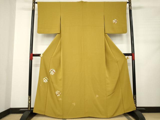 平和屋着物●総刺繍　訪問着　花丸文　松葉　正絹　逸品　AABC9207ck