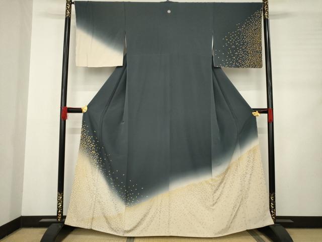 平和屋着物●訪問着　舞花文　暈し染め　金彩　正絹　逸品　AABC9224ck