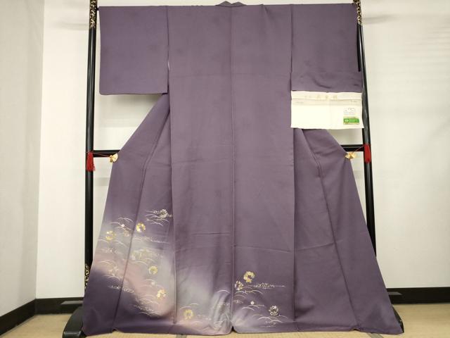 平和屋着物●訪問着　螺鈿　寿光織　花丸芝文　金彩　反端付き　ロング丈　正絹　逸品　AABC9232ck