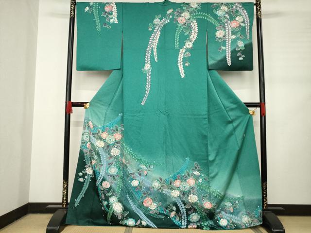 平和屋着物●訪問着　作家物　辻が花　舞花文　暈し染め　正絹　逸品　AABC9236ck