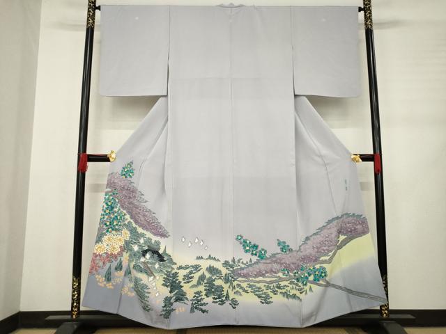 平和屋着物●本場加賀友禅作家　杉浦伸 　色留袖　出雲路　千鳥　暈し染め　正絹　逸品　AABC9243ck