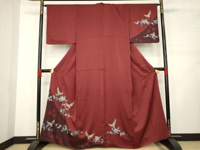 平和屋着物●染色作家　斉藤三才　訪問着　花鳥文　金彩　正絹　逸品　AABC9256ck