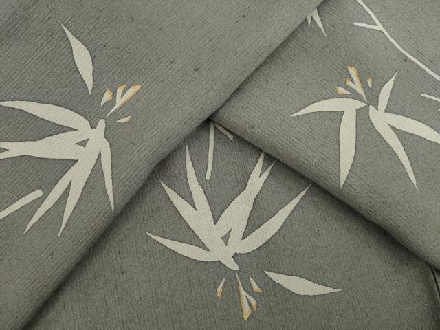 平和屋着物●上質な小紋　枝葉文　金彩　丹後ちりめん　反端付き　正絹　逸品　AABC9271ck