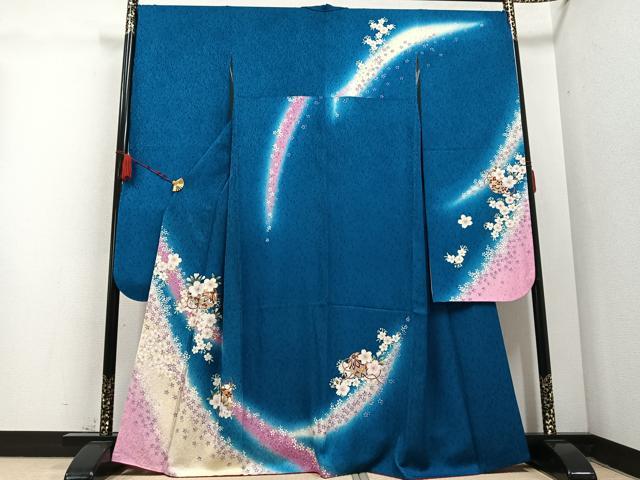 平和屋着物●豪華振袖　花毬　桜　暈し染め　金彩　正絹　逸品　AABC9285ph