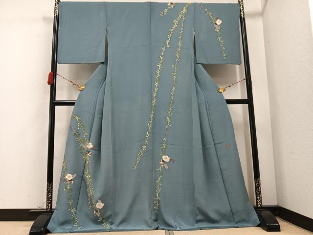 平和屋着物●本加賀友禅作家　茶谷孝志　訪問着　枝花文　正絹　逸品　AABC9298ph