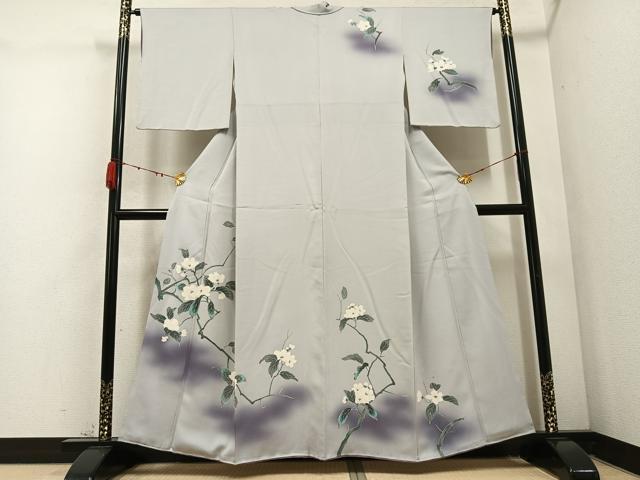 平和屋着物●訪問着　友禅　枝花文　暈し染め　正絹　逸品　AABC9308ph