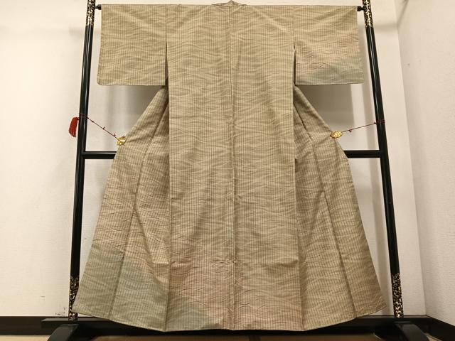 平和屋着物●訪問着　紬地　波　さが美扱い　正絹　逸品　未使用　AABC9314ph