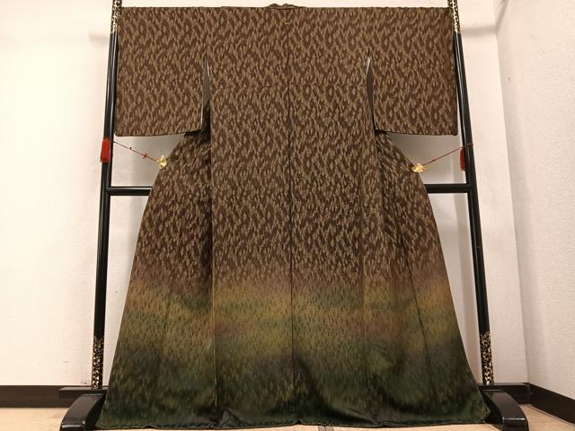 平和屋着物●豪華色留袖　お召地　樹林地紋　正絹　逸品　未使用　AABC9345ph