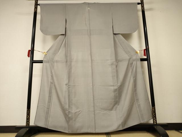 平和屋着物＊夏物　色無地　紗　銀鼠色　正絹　逸品　AABC9384jd