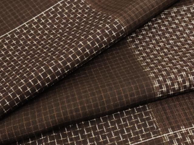 平和屋着物＊夏物　紗紬　市松文様　正絹　逸品　AABC9400jd