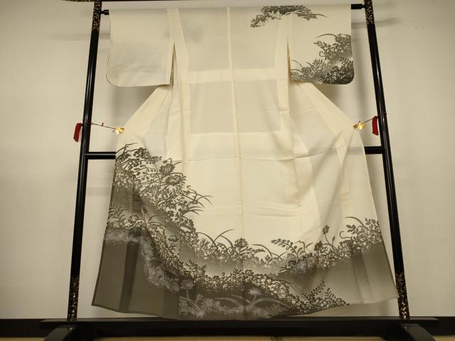 平和屋着物＊夏物　訪問着　絽　草花文　銀彩　正絹　逸品　AABC9401jd