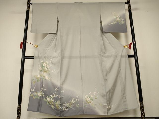 平和屋着物＊夏物　訪問着　絽　草花文　暈し染め　正絹　逸品　AABC9412jd