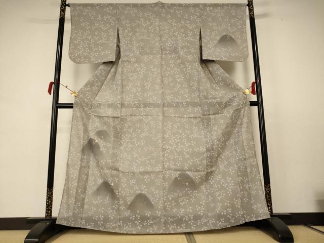 平和屋着物＊夏物　絹芭蕉　訪問着　刺繍　遠山草花文　金彩　三越扱い　正絹　逸品　AABC9418jd