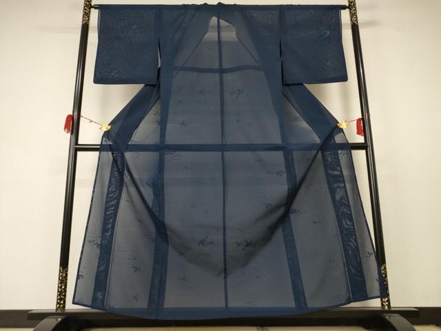 平和屋着物＊夏物　色無地　絽　舞葉紋紗　褐返色　洗える着物　AABC9431jd