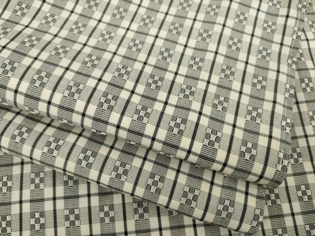 平和屋着物●花織　紬　格子　正絹　逸品　AABC9459ck