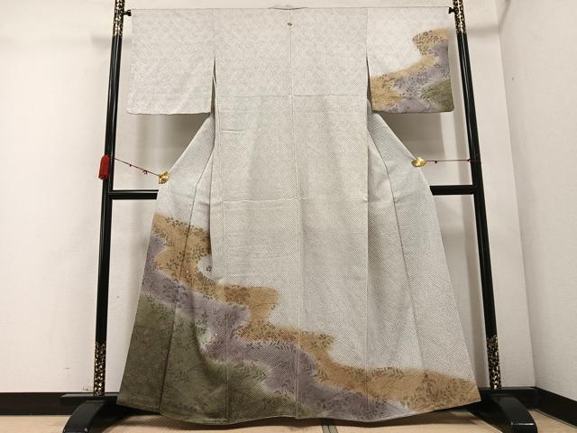平和屋着物●訪問着　絞り　刺繍　草花文　暈し染め　伊勢丹扱い　正絹　逸品　AABC9643ph