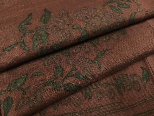 平和屋着物●上質な小紋　紬地　更紗花文　正絹　逸品　AABC9654ph