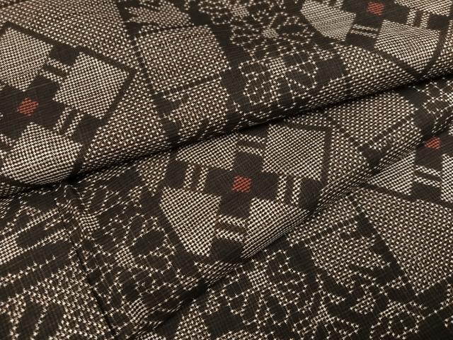 平和屋着物●本場大島紬　一元7マルキ　流水花文　正絹　逸品　AABC9665ph