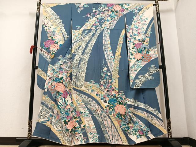 平和屋着物●豪華振袖　花鳥文　正絹　逸品　AABC9684ph