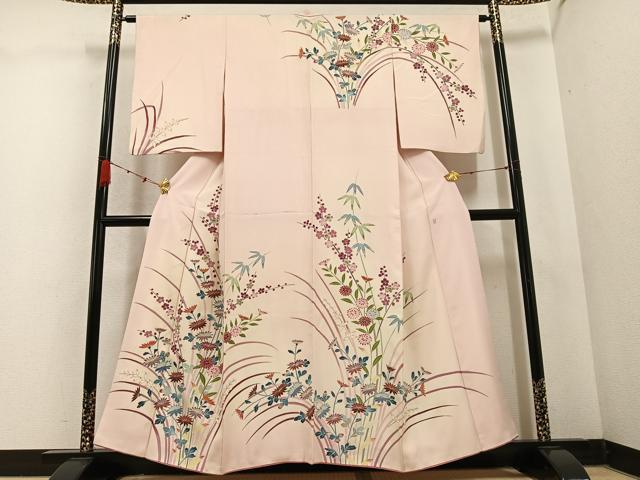 平和屋着物●訪問着　友禅　作家物　草花文　暈し染め　金彩　正絹　逸品　AABC9686ph