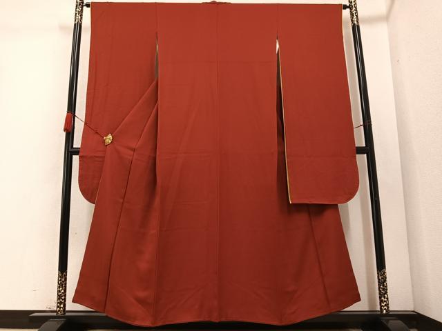 平和屋着物●皇室デザイナー　中村乃武夫　振袖　色無地　紅海老茶色　正絹　逸品　AABC9802ph