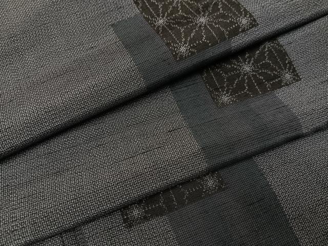 平和屋着物●上質な紬　色紙麻の葉文　正絹　逸品　AABC9810ph