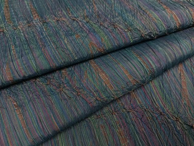 平和屋着物●名門　藤娘きぬたや　紬　竜巻絞り　正絹　逸品　AABC9814ph