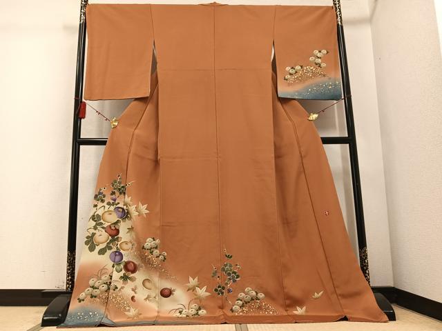 平和屋着物●ファッションデザイナー 花井幸子　訪問着　駒刺繍　草花文　暈し染め　金彩　正絹　逸品　AABC9817ph