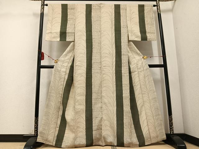 平和屋着物●染織の名門　しょうざん  生紬　絞り　草花間道　正絹　逸品　AABC9824ph