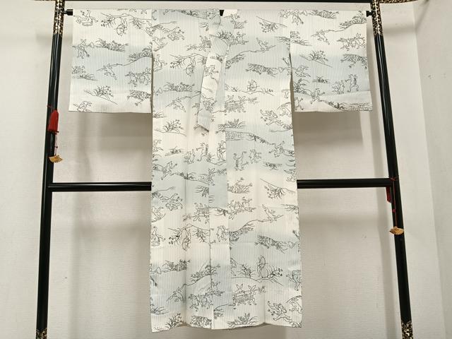 平和屋着物●長襦袢　無双仕立て　鳥獣戯画　正絹　逸品　AABC9830ph